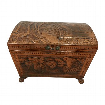 Antique French Embossed Copper Trunk | ANTIQUES.CO.UK