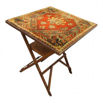 Antique Folding Bridge Table / Card Table with Carpet Top | ANTIQUES.CO ...