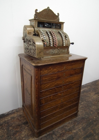 Antique Victorian American Cash Register on Stand | ANTIQUES.CO.UK