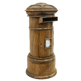 Antique Victorian Style Elm Miniature Post Box | ANTIQUES.CO.UK