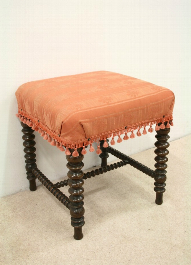 Antique Victorian Bobbin Leg Stool | ANTIQUES.CO.UK