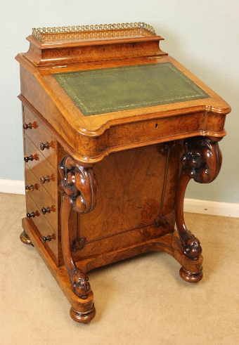 Antique Antique Burr Walnut Victorian Davenport Writing Desk ANTIQUES.CO.UK