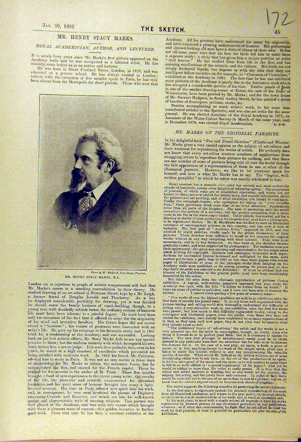 Antique Print 1895 Portrait Henry-Marks Royal Academy Auth | ANTIQUES ...