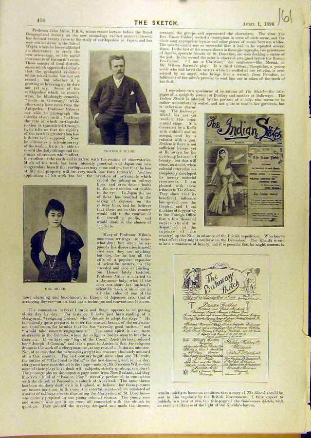 Antique Print 1896 Portrait Professor Milne Indian Sketch | ANTIQUES.CO ...