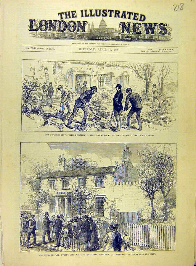 Antique Print 1884 Dynamite Plot Police Bomb Kyett Birming | ANTIQUES ...