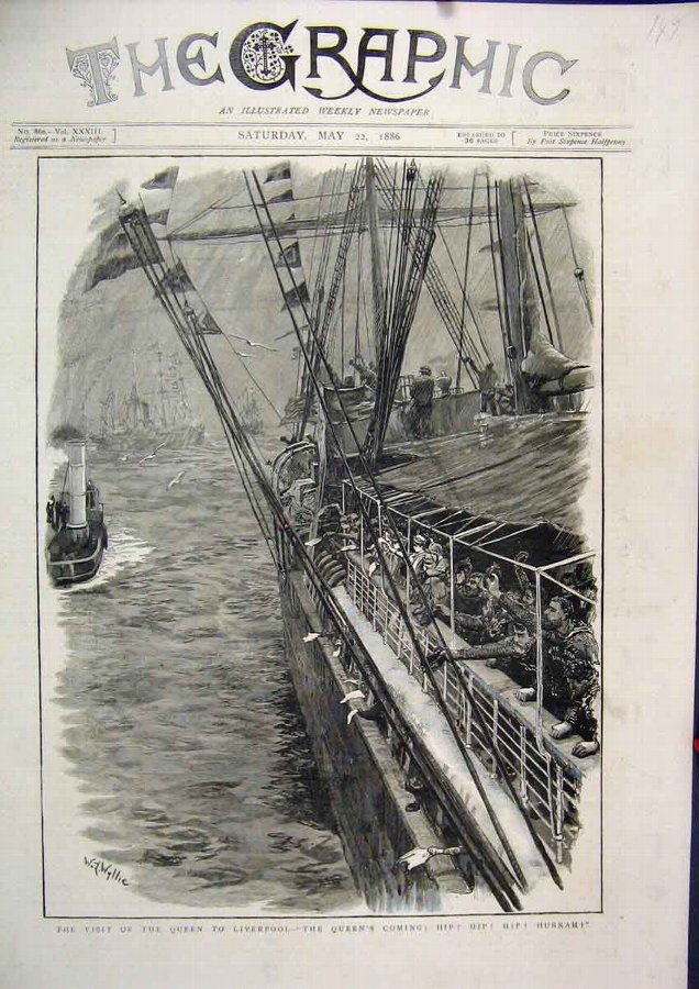 Antique Print Queen Visit Liverpool 1886 Crowds Cheering S | ANTIQUES ...