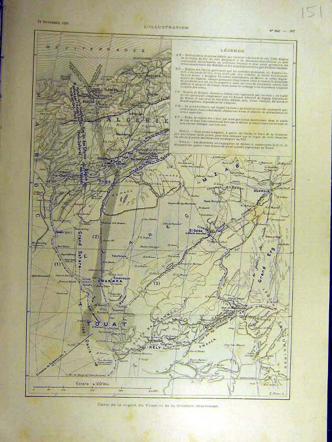 Antique Print 1891 Map Plan Carte Touat Morocco Algeria Fr | ANTIQUES ...
