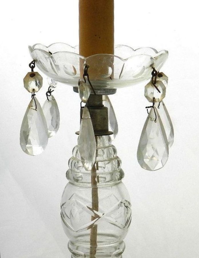 Antique French Crystal Drop Lamp Base | ANTIQUES.CO.UK