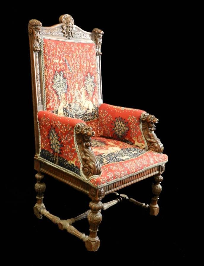 Antique c1840 Renaissance French Throne Chair Fauteuil Masters Armchair ...