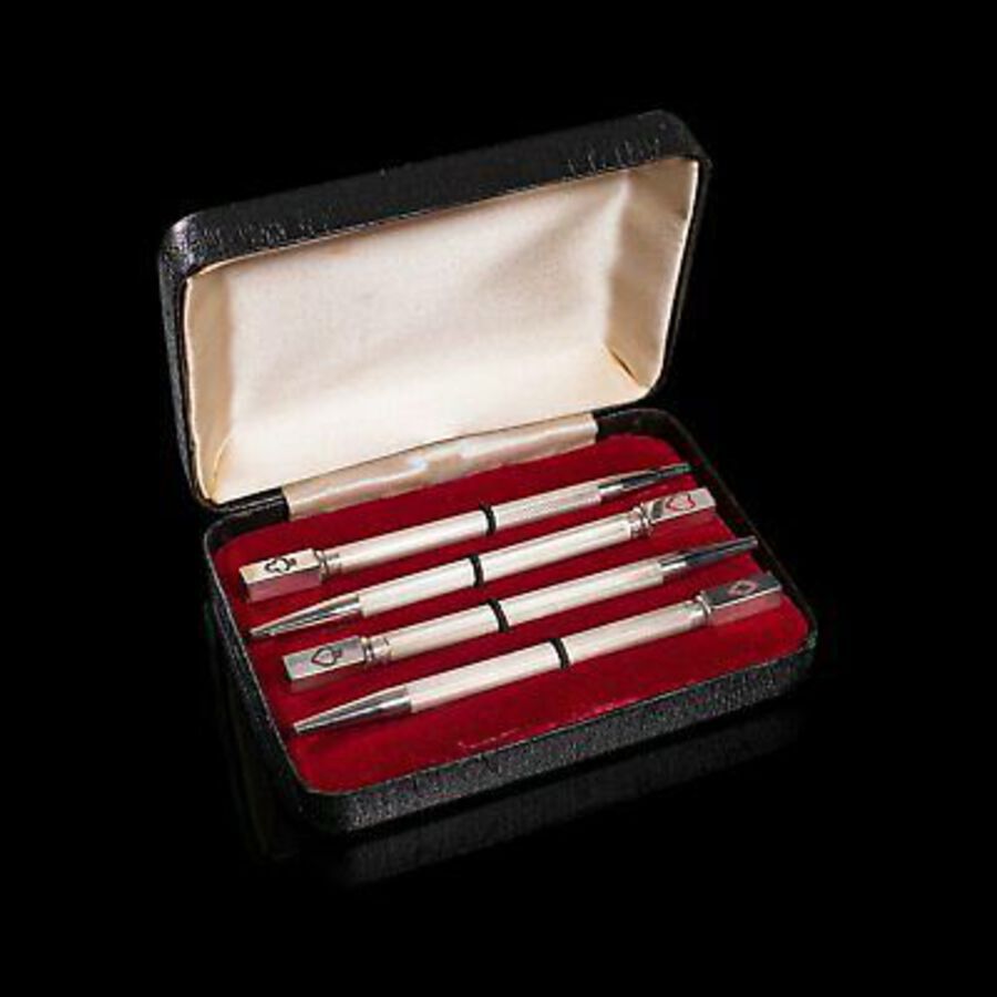 Antique Vintage Set Of Bridge Pencils, English, Sterling Silver, Games ...