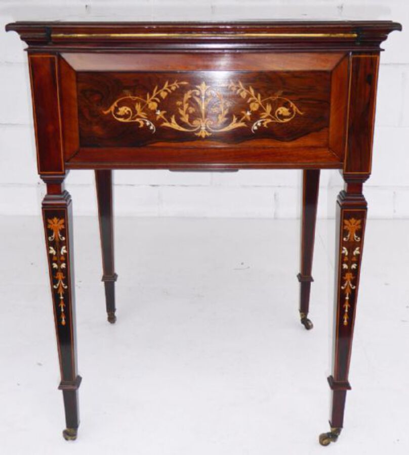 Antique Victorian Rosewood and Marquetry "Eclipse" Writing Table ...