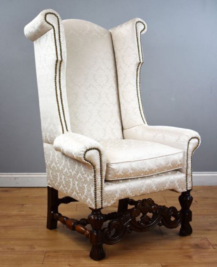 Antique 19th Century Carolean Style Wing Back Armchair | ANTIQUES.CO.UK