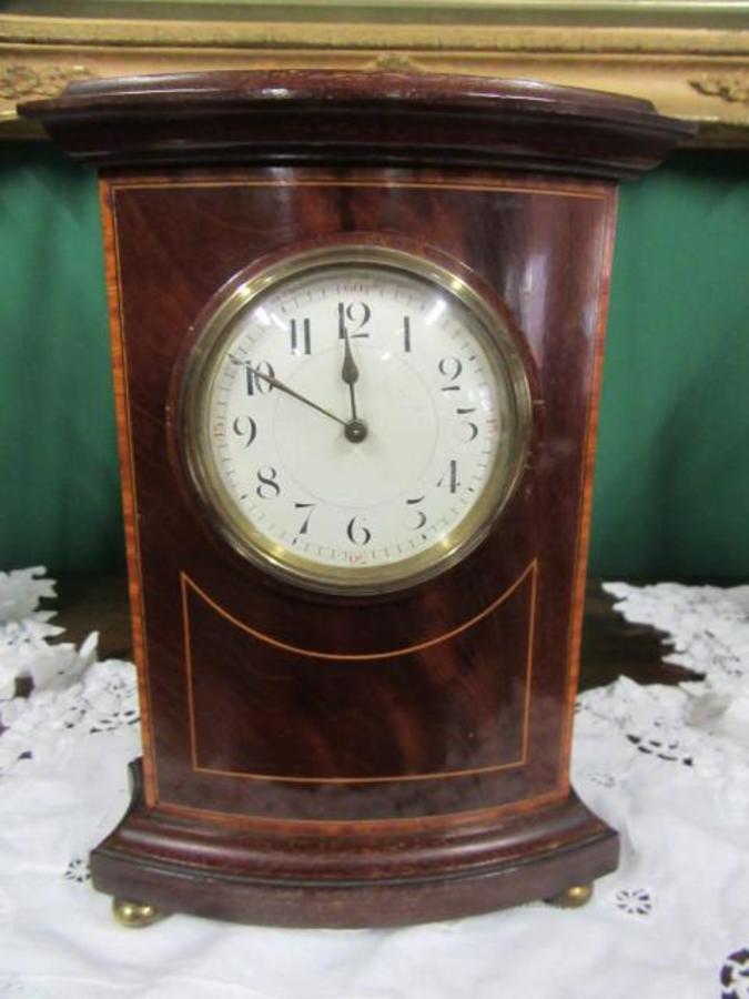 Antique RARE Edwardian inlaid cuban mahogany letterbox mantle clock ...