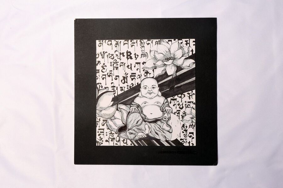 Antique Maitreya Buddha ink and color painting | ANTIQUES.CO.UK