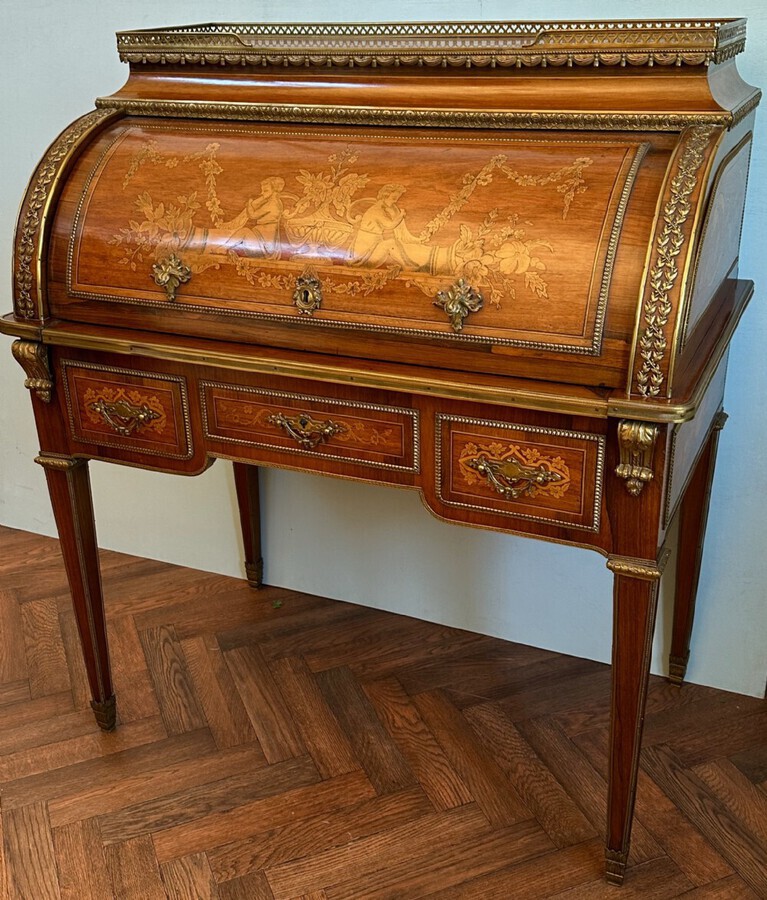 Antique Good And Large Cylinder Desk, Bureau. Writing Table Circa 1890 ...