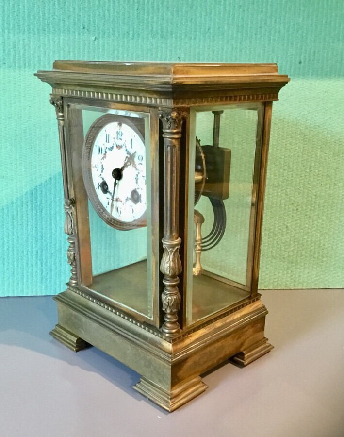 Antique 19th Century 4 Glass Library Clock | ANTIQUES.CO.UK